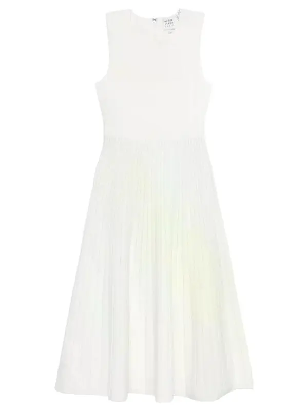 Herve Leger A-line Pleated Dress - White