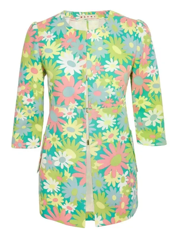 Marni Floral-print Fitted Jacket - Green