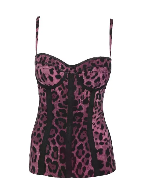 Dolce & Gabbana Bustier-style Printed Top - Purple