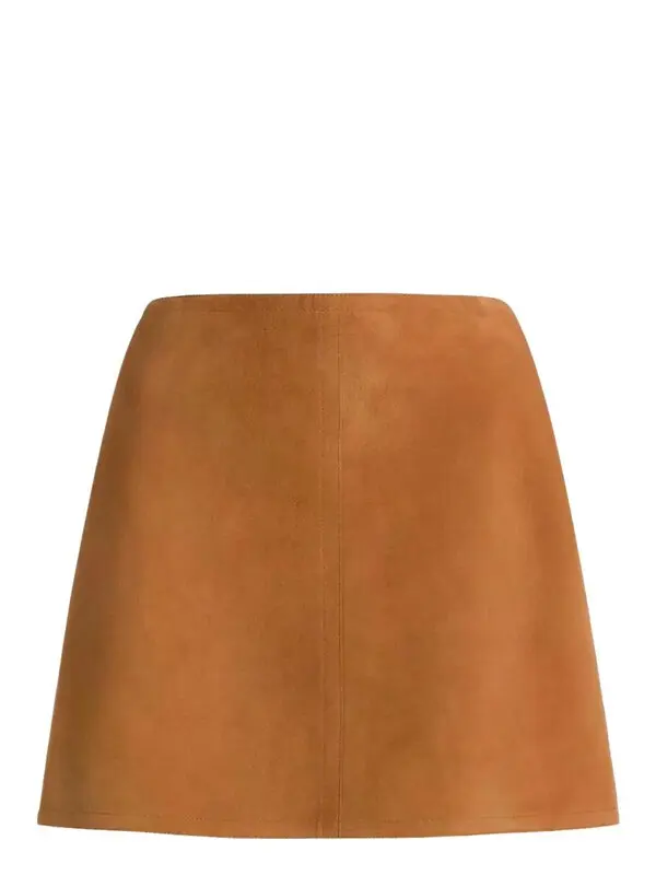 Alberta Ferretti Leather Mini A-line Skirt - Brown