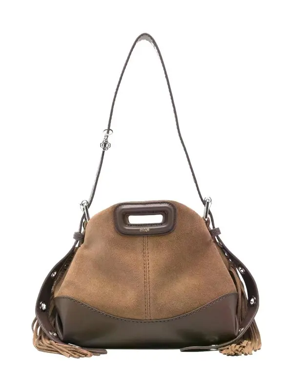 Maje Fringed Strap Shoulder Bag - Brown