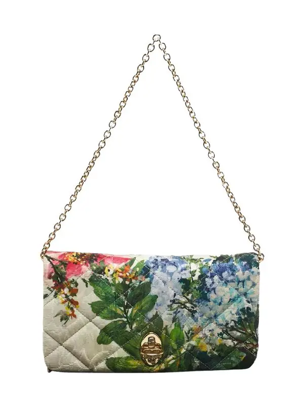 Dolce & Gabbana Floral Print Quilted Clutch - Neutrals