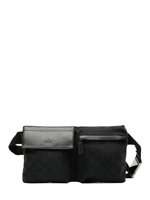 Gucci Gg Canvas Double Pocket Belt Bag - Black