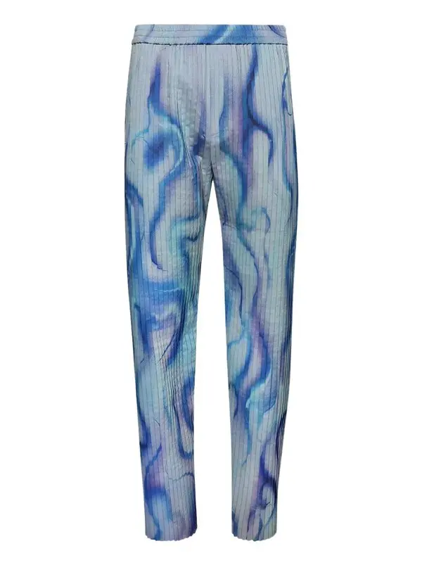 CASELLA MEYER Pleated All-over Print Trousers - Blue