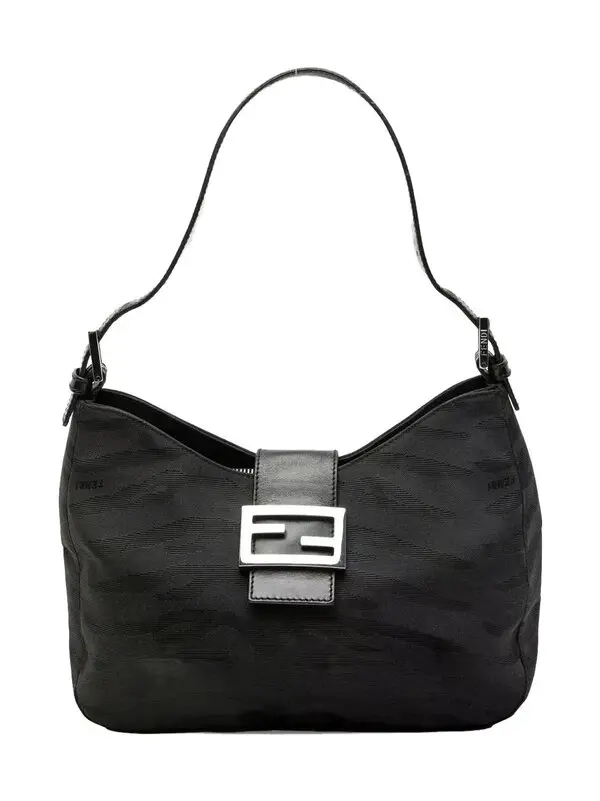 Fendi Ff Zebra Print Canvas Shoulder Bag - Black