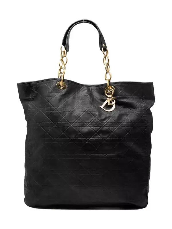 Dior 2007 Large Lambskin Cannage Lady Soft Shopping Tote Bag - Black
