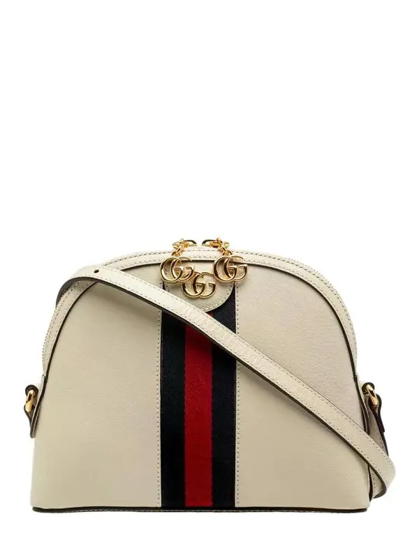 Gucci Small Calfskin Ophidia Dome Crossbody Bag - White