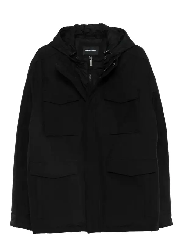 Karl Lagerfeld Flap-pocket Hooded Jacket - Black
