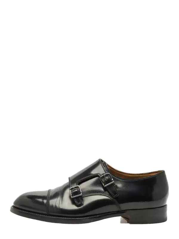 Giorgio Armani Leather Monk Shoes - Black