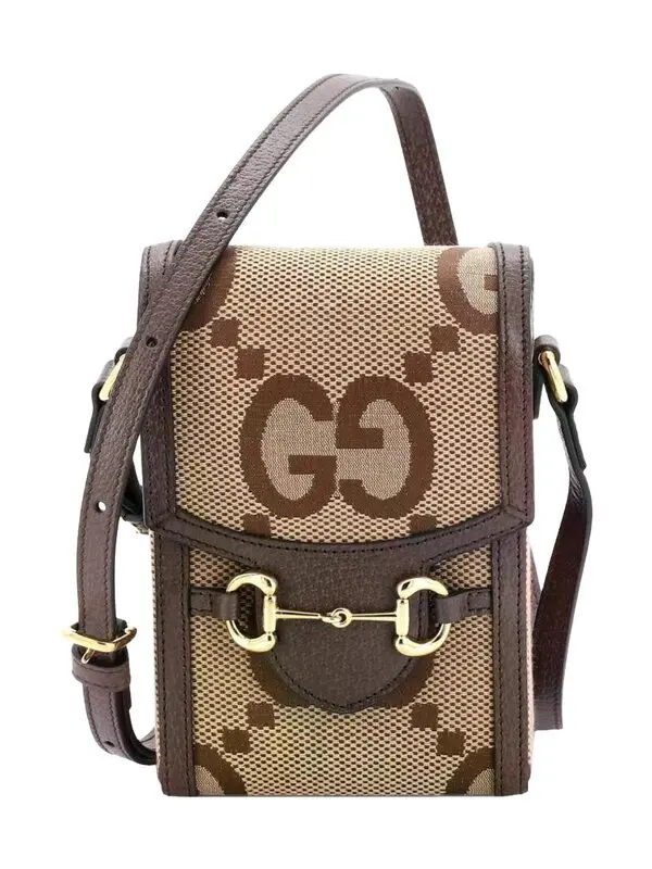 Gucci Horsebit 1955 Jumbo Gg Canvas Mini Crossbody Bag - Brown