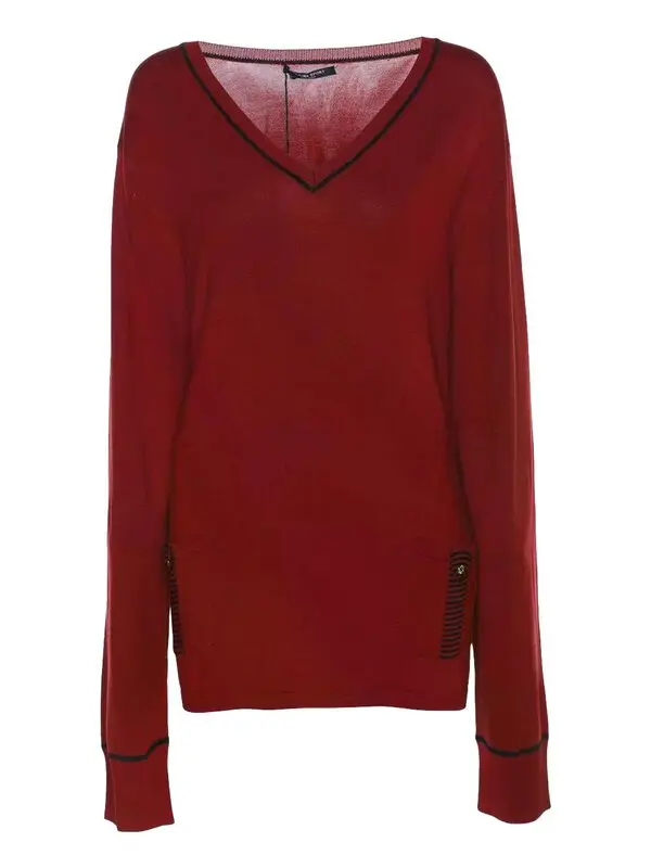 Marina Rinaldi Knit V-neck Top - Red