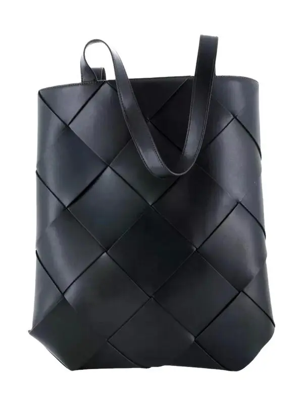 Bottega Veneta Intrecciato Leather North South Tote Bag - Black