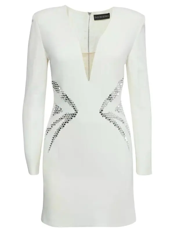 David Koma Mirror-embellished Mini Dress - White