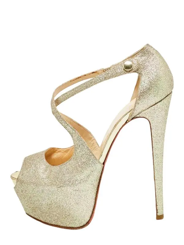 CHRISTIAN LOUBOUTIN Exagona Glitter Platform Pumps - Gold