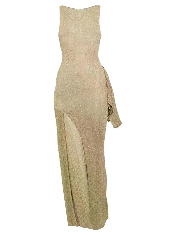 AYA MUSE Knit Split Maxi Dress - Gold