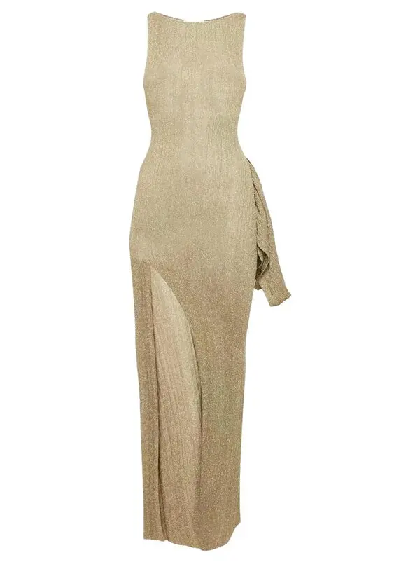 AYA MUSE Knit Split Maxi Dress - Gold