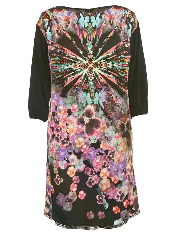 Roberto Cavalli Crepe Print Dress - Black