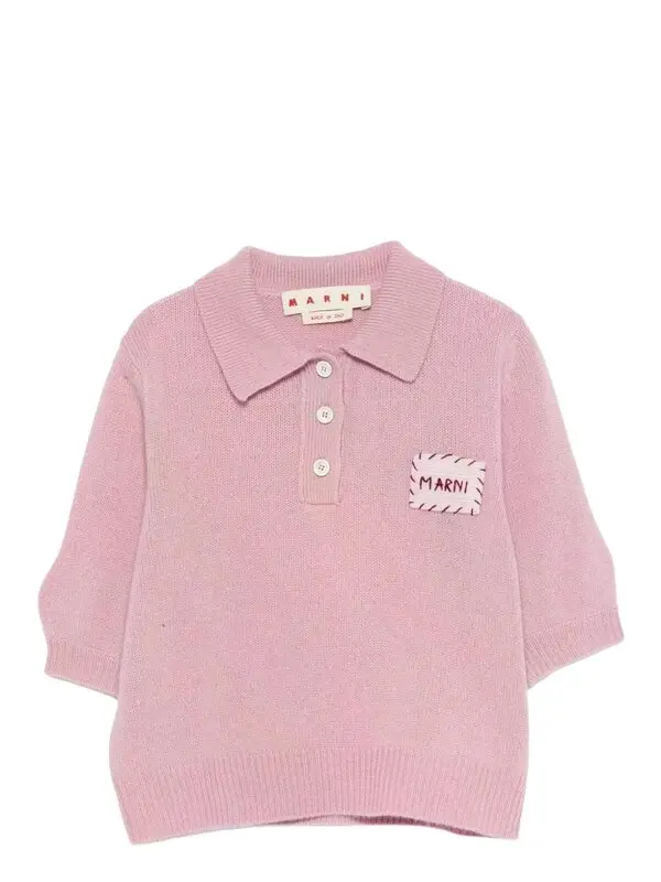 Marni Logo-patch Polo Top - Pink