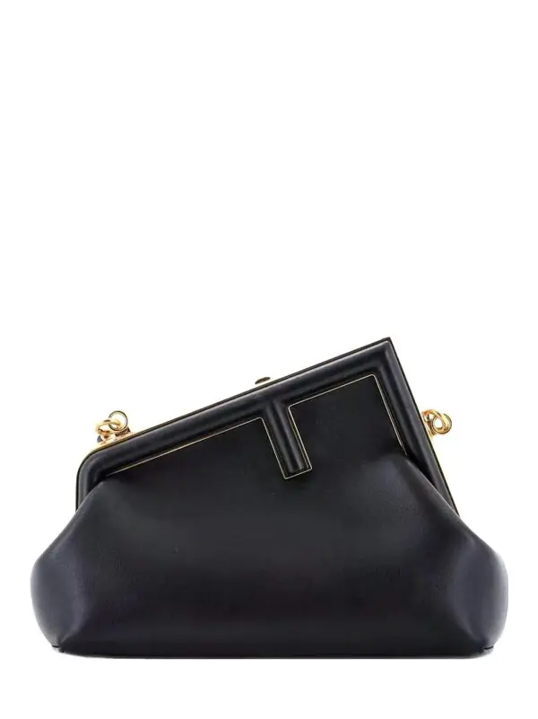 Fendi First Bag Leather Clutch - Black