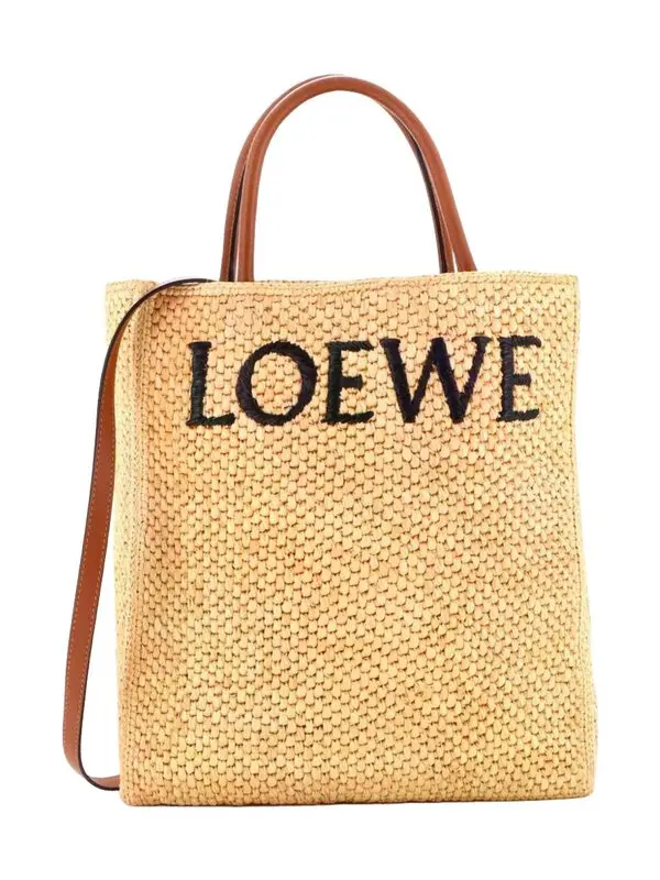 Loewe Raffia And Leather North South Tote Bag - Brown