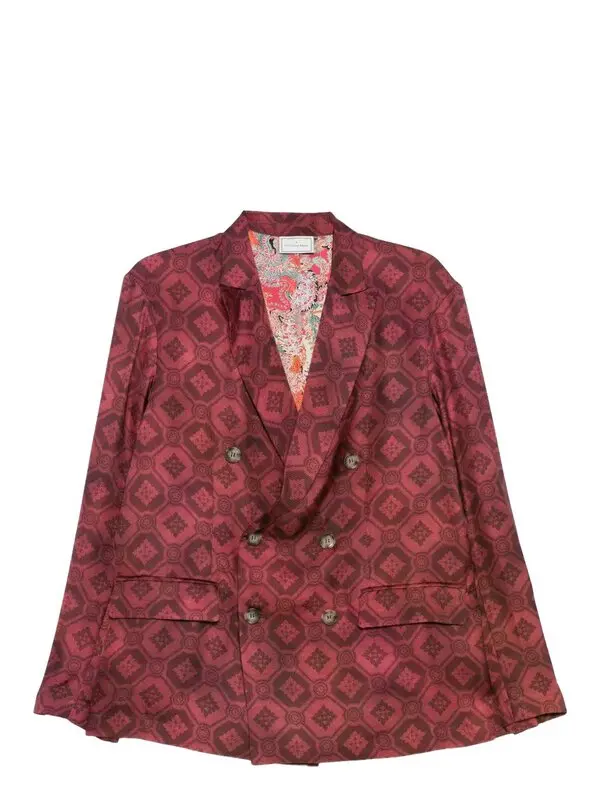 PIERRE-LOUIS MASCIA Patterned Double Breasted Blazer - Red
