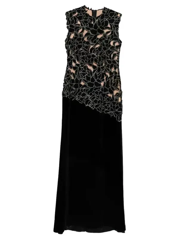 Costarellos Floral-appliquéd Maxi Dress - Black