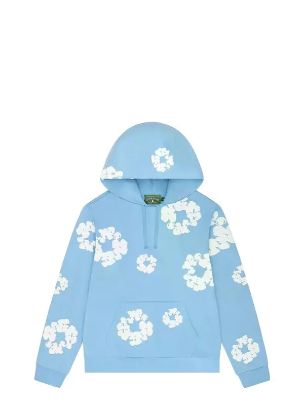 DENIM TEARS Wreath Print Hoodie - Blue