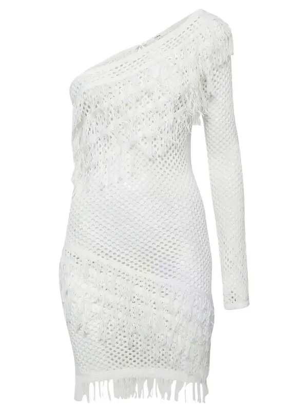 Tularosa Crochet Knit One-shoulder Mini Dress - White