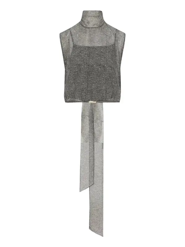 Gucci Sleeveless Bow-detail Blouse - Grey