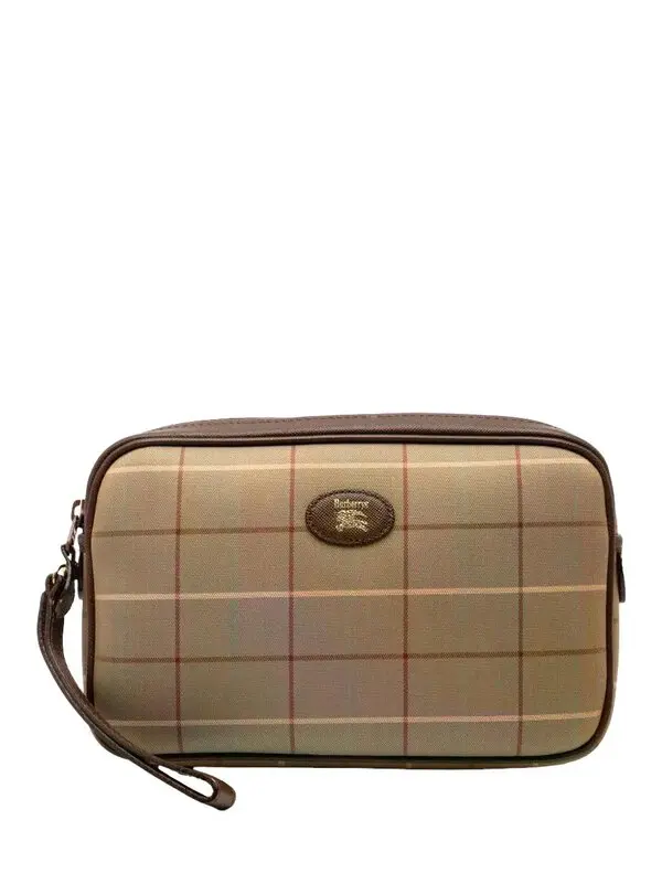 Burberry Vintage Check Canvas Clutch Bag - Brown
