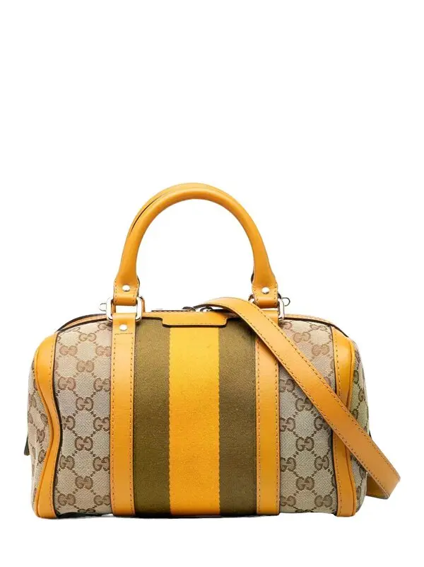 Gucci Gg Canvas Web Joy Boston Bag Satchel - Brown