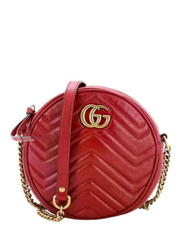 Gucci Gg Marmont Round Mini Crossbody Bag - Red