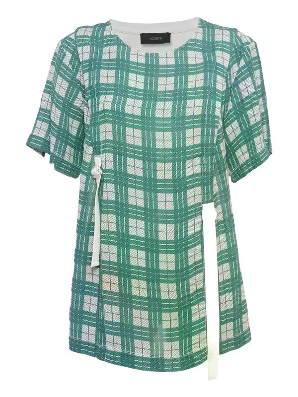 JOSEPH Check-patterned T-shirt With Belt - Green