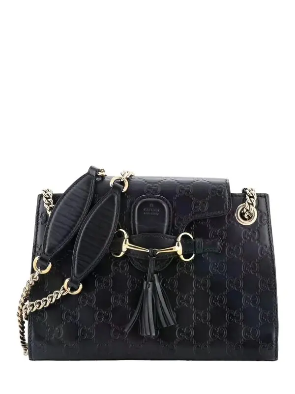 Gucci Emily Chain Flap Ssima Leather Small Shoulder Bag - Black
