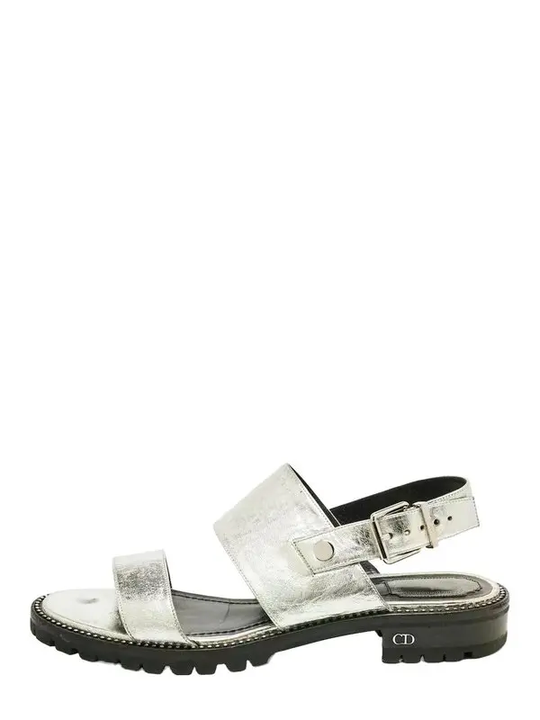 Dior Leather Slingback Sandals - Silver