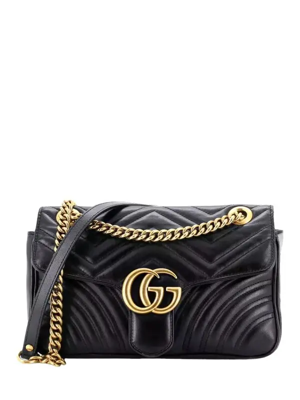 Gucci Gg Marmont Flap Bag Matelasse Leather Medium - Black