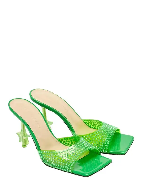 Mach & Mach Star Crystal-embellished Heeled Sandals - Green