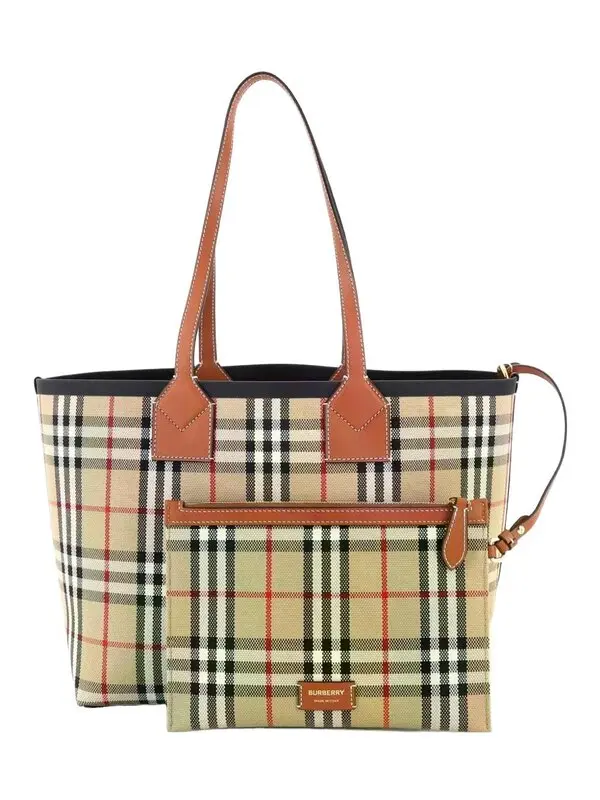 Burberry London Vintage Check Canvas Small Tote Bag - Neutrals