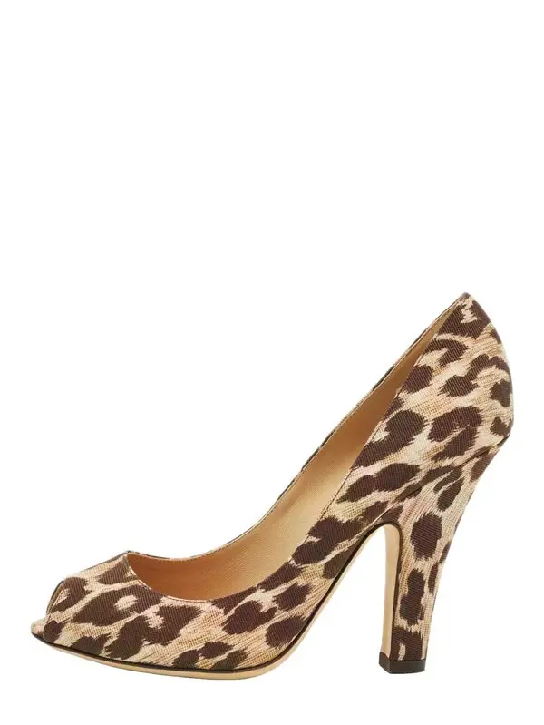 Dolce & Gabbana Leopard-print Peep-toe Pumps - Brown