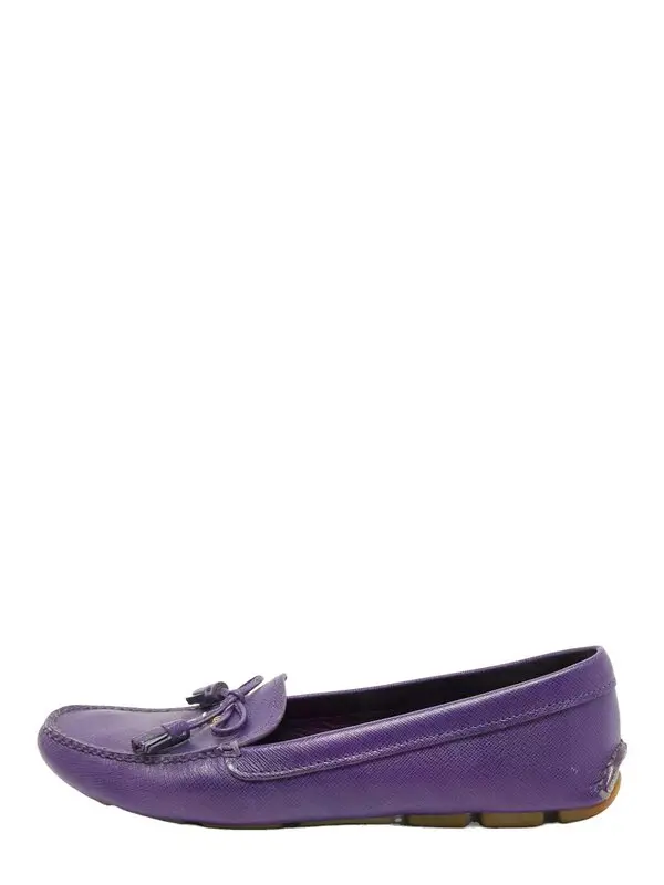 Prada Leather Tassel Loafers - Purple