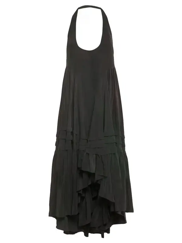 Balenciaga Halter Asymmetric Silk Dress - Black