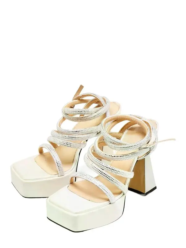 Mach & Mach Sydney Crystal-embellished Sandals - White