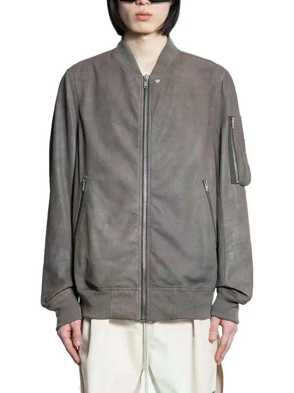 Rick Owens Classic Flight Leather Jacket - Grey