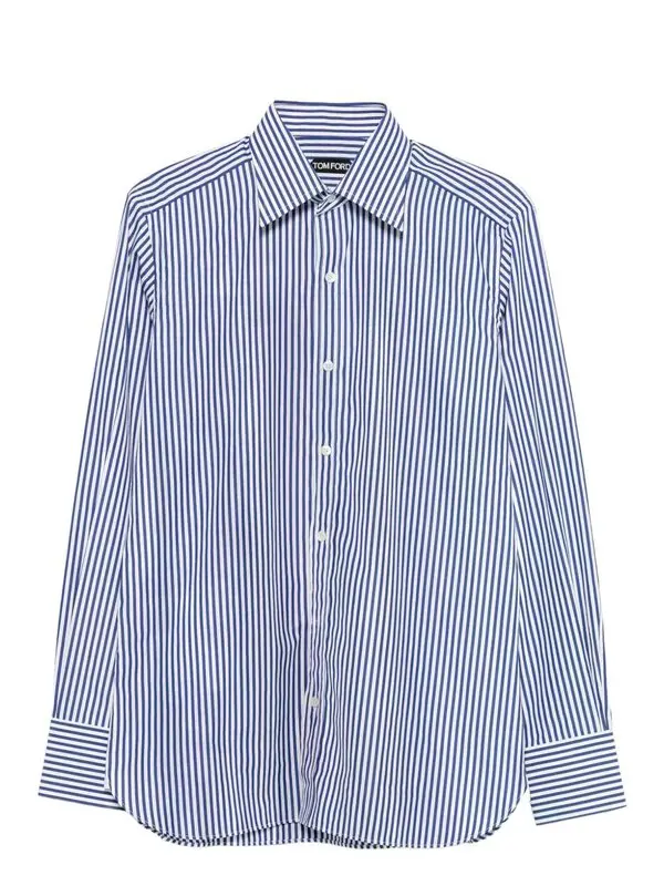 TOM FORD Striped-pattern Button-fastening Shirt - Blue