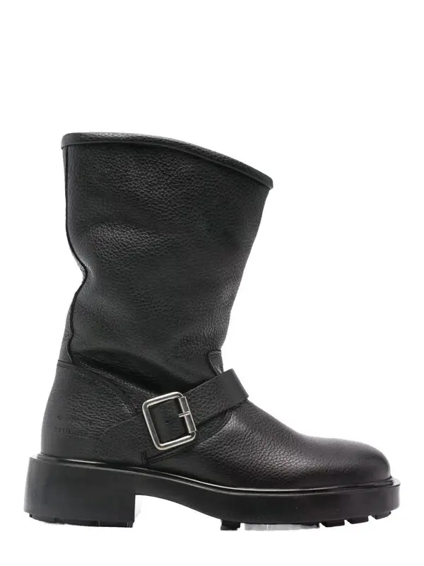 SUMMERY COPENHAGEN Buckle-embellishment Leather Boots - Black