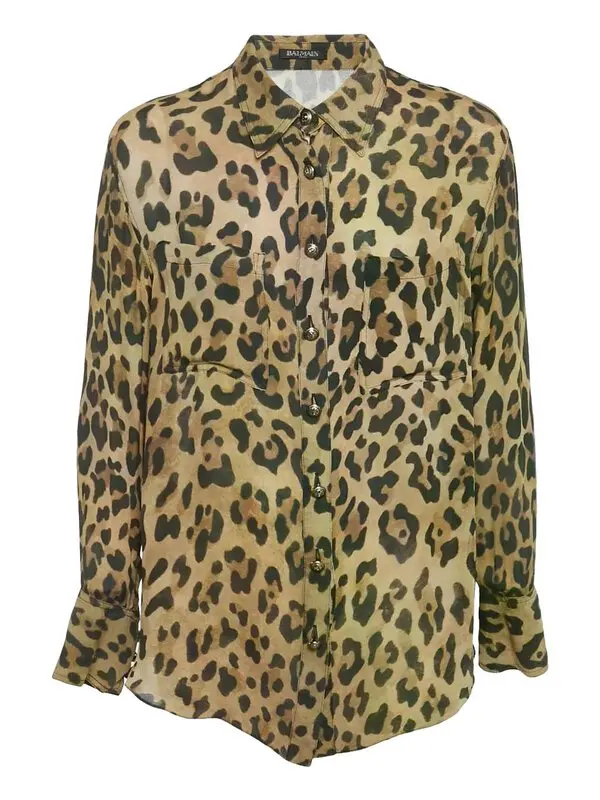 Balmain Leopard-print Button-front Shirt - Neutrals