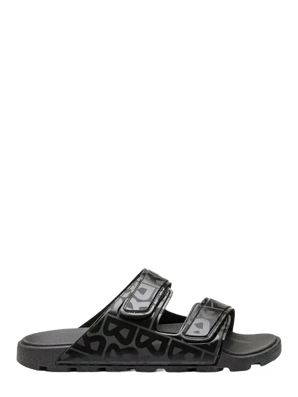 Bogner Logo Print Strapped Slides - Black
