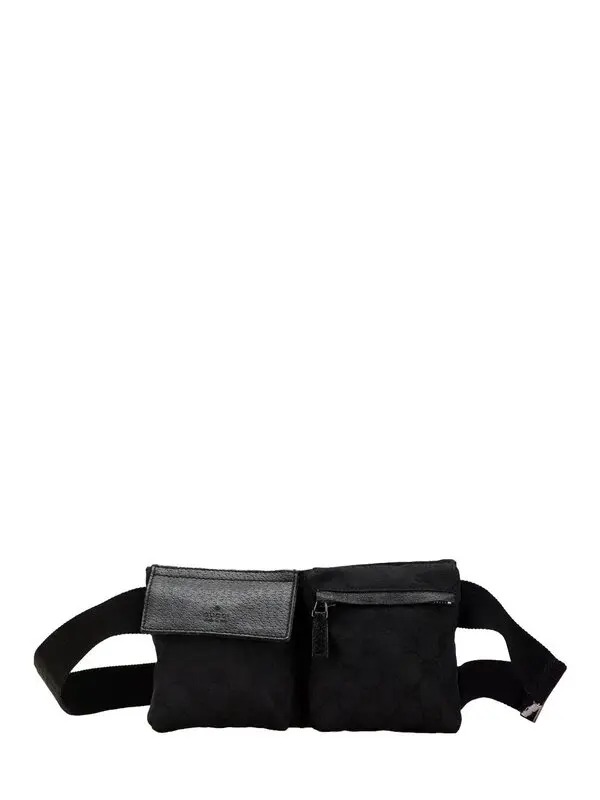 Gucci Gg Canvas Double Pocket Belt Bag - Black