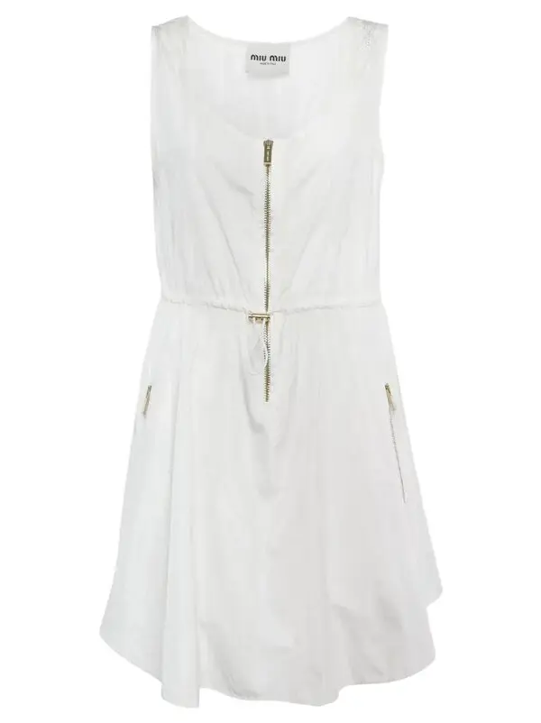 Miu Miu Zip Sleeveless Mini Dress - White