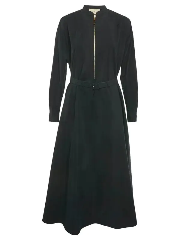 Gucci Poplin Belted Maxi Dress - Black